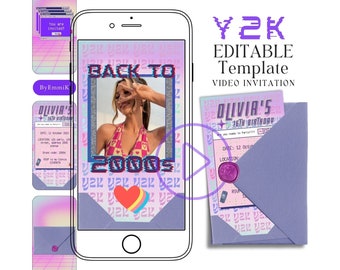 Digital Invitation an Early 2000s Editable Flyer 90s 2000s - Etsy