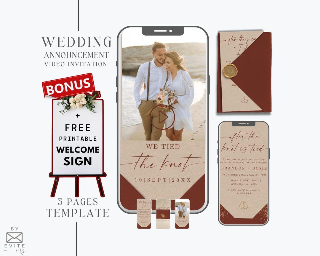 Editable Wedding Announcement Invitation Template Video, Animated Red ...