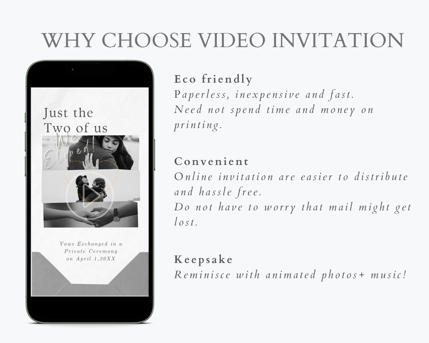 Editable Elopement Announcement Invitation Template Video, Digital ...