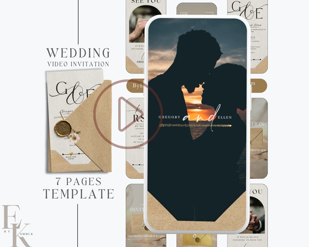 Digital Modern Wedding Invitation Template, Minimalist Wedding Video ...