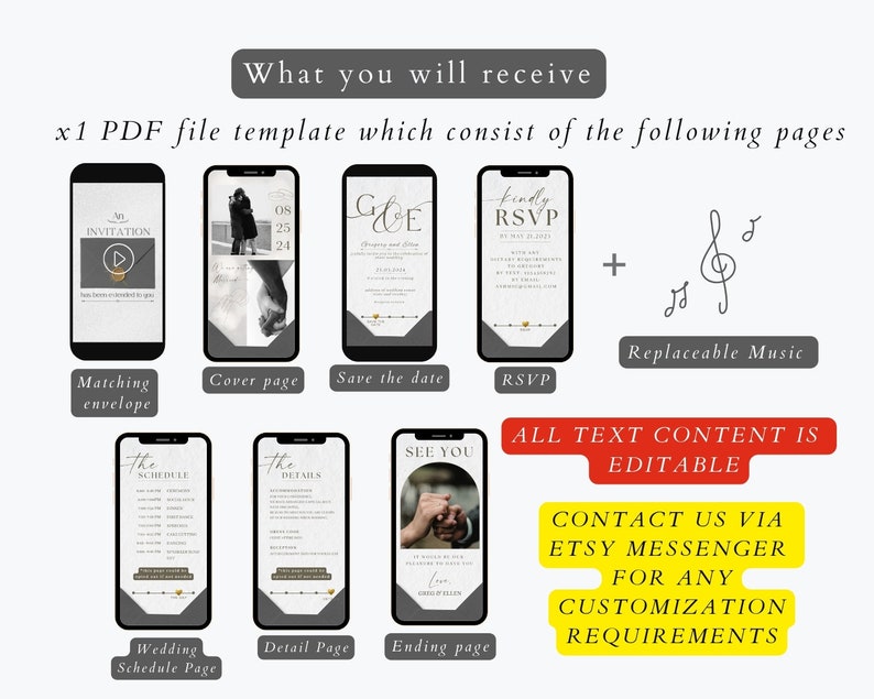 Minimalist Wedding Invitation Video With Envelope, Electronic Simple Wedding Evite , Animated ...