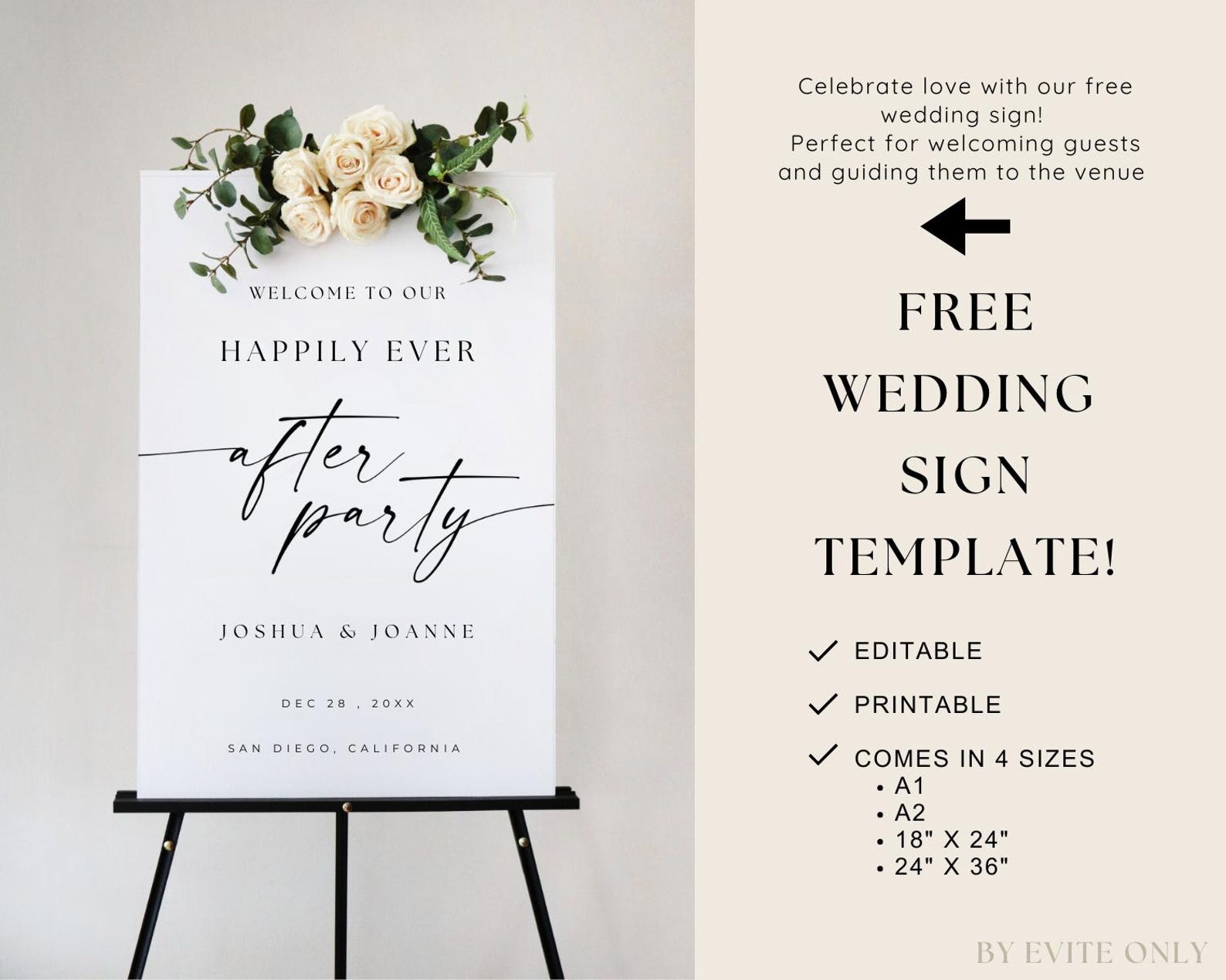 Grey Wedding Announcement Template With Envelope, Editable Modern ...