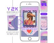 Editable Y2K Party Invitation Template Digital and Printable Birthday ...