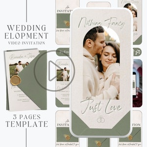Editable Olive Eloped Wedding Template Video Invitation, Animated ...