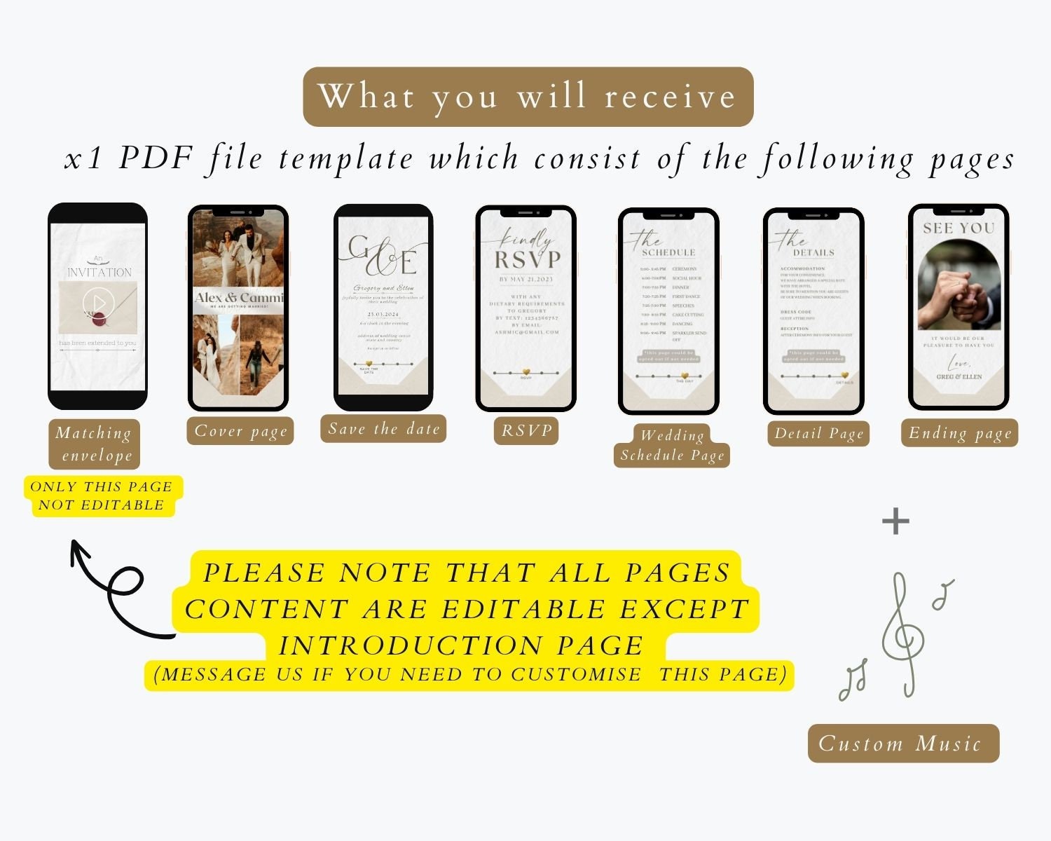Digital Modern Wedding Invitation Suite Template With Envelope and ...