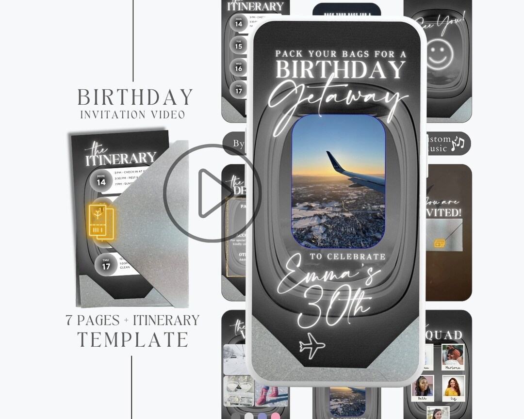 Birthday Weekend Invitation Template, Birthday Itinerary Invitation ...