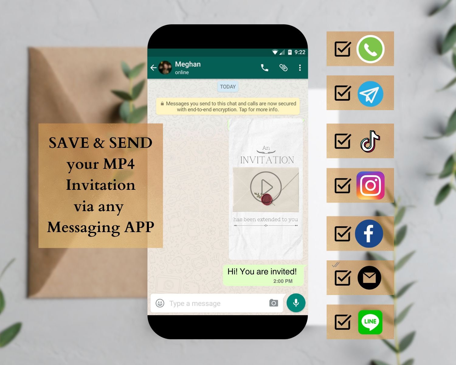 Digital Modern Wedding Invitation Suite Template With Envelope and ...