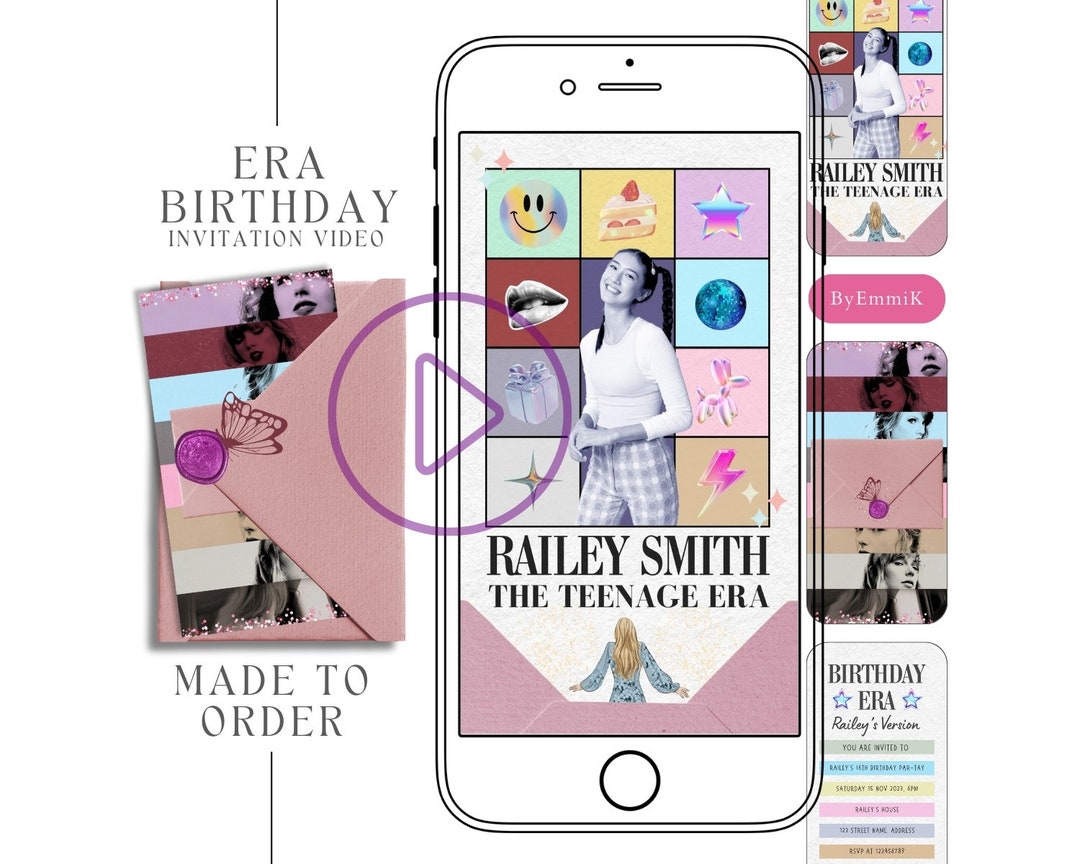 Eras Tour Birthday Invitation Video, Swifties Birthday Invite, Animated ...