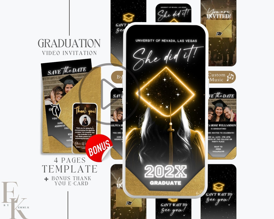 Digital Graduation Party Invitation Template, Animated 2024 Graduation ...