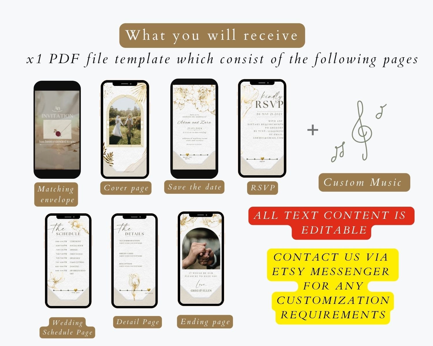 Digital Modern Wedding Invitation Template With Envelope, Photo Wedding ...