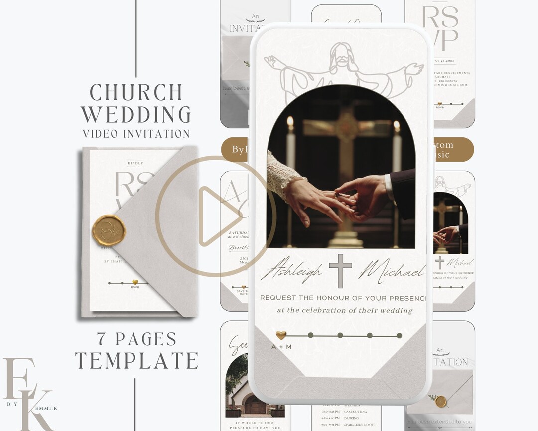 Editable Church Wedding Invitation Template Video With Envelope ...