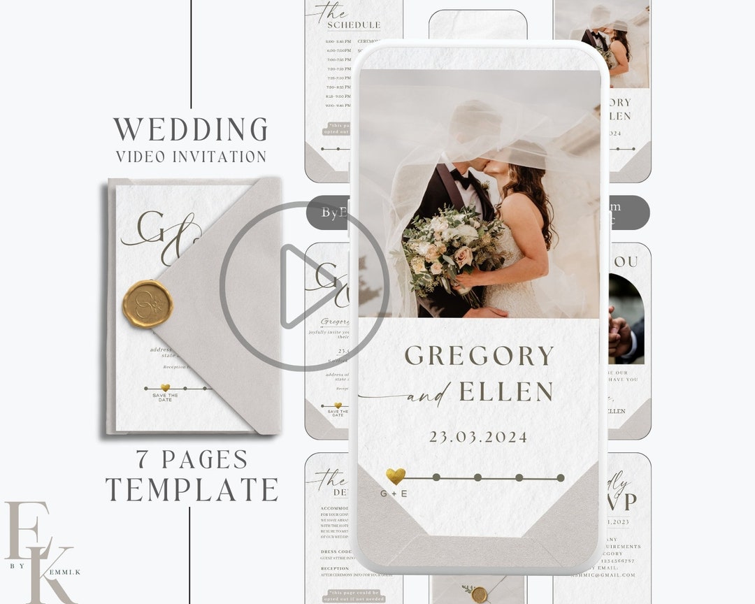 Digital Modern Wedding Invitation Template, Minimalist Wedding Video ...