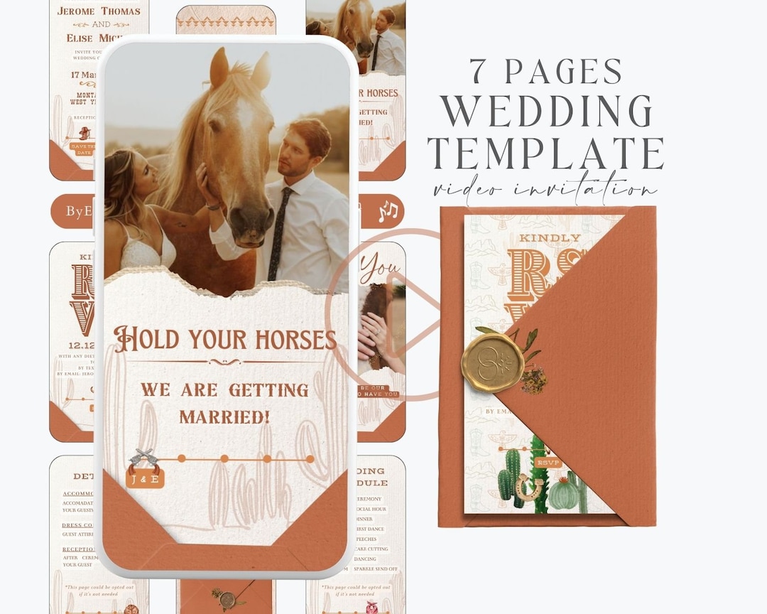Digital Cowboy Western Wedding Invitation Video With Rsvp Template ...