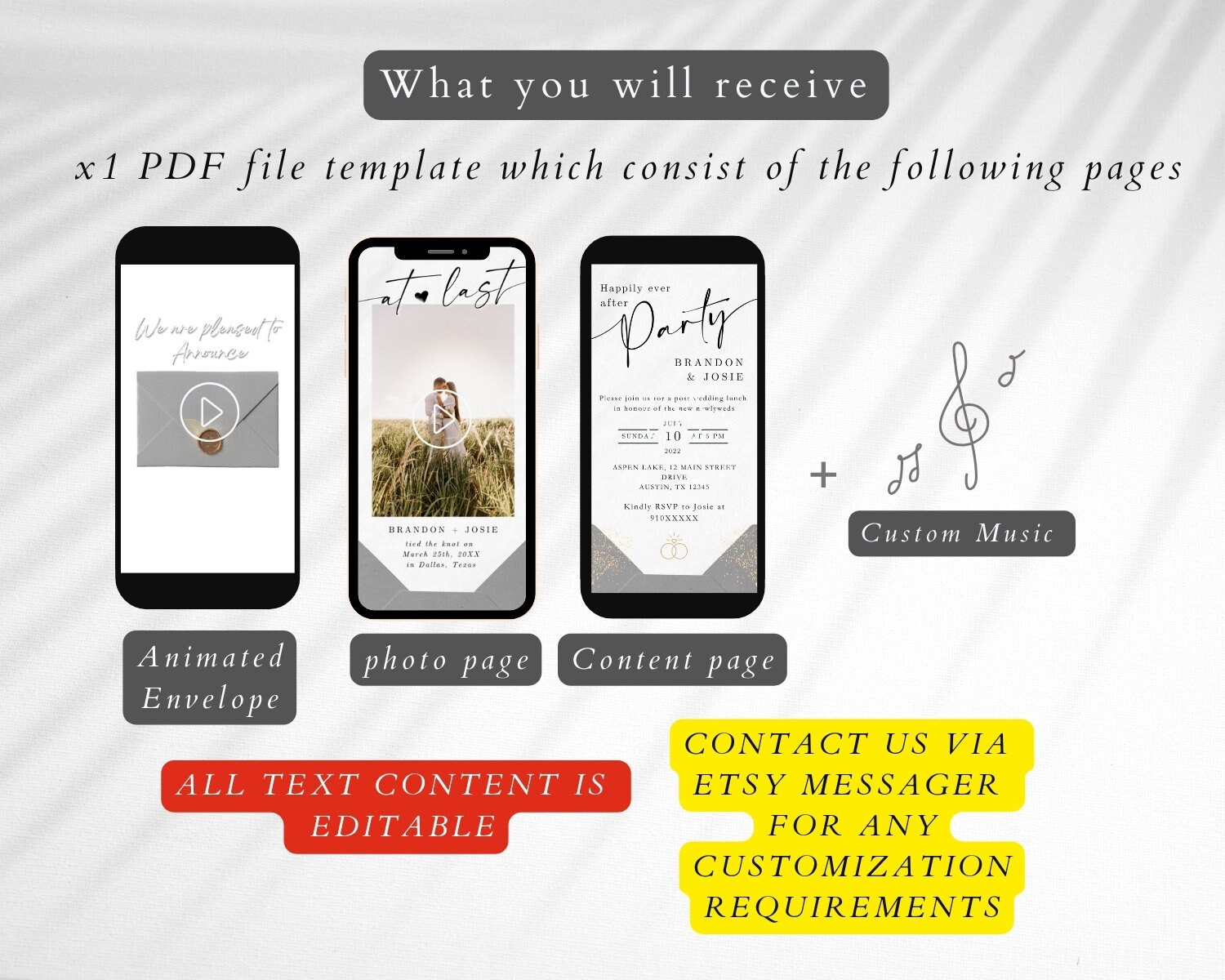 Editable Photo Elopement Announcement Invitation Template, Animated ...