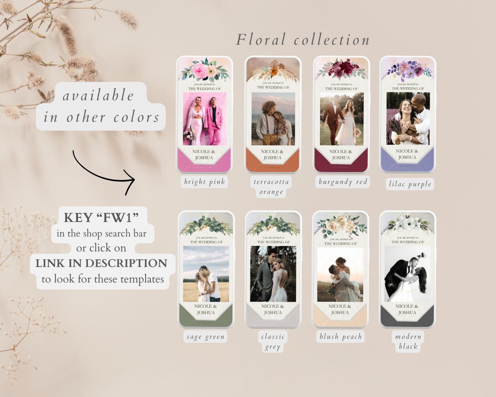 Digital Sage Green Wedding Invitation Video Template, Animated Floral ...
