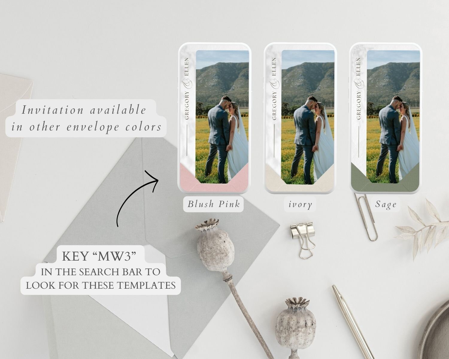 Digital Ivory Beige Wedding Invitation Suite and Rsvp Template and ...