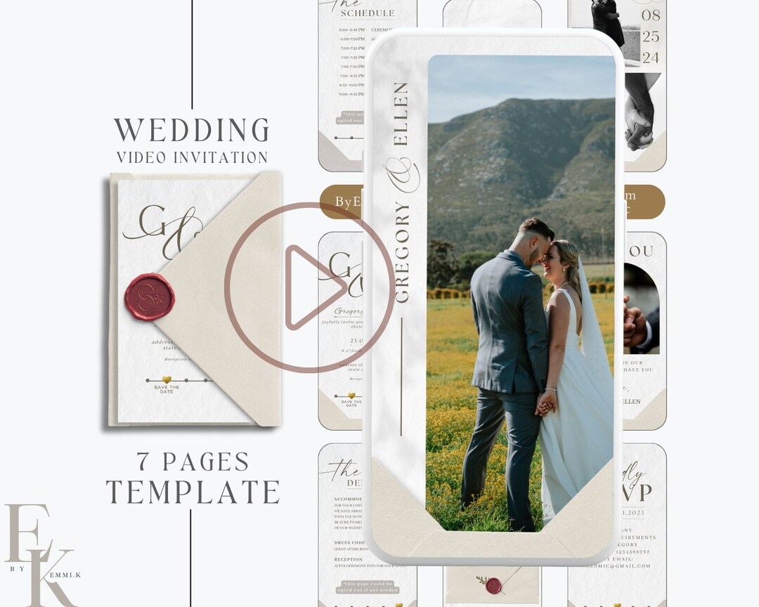 Digital Ivory Beige Wedding Invitation Suite and Rsvp Template and ...