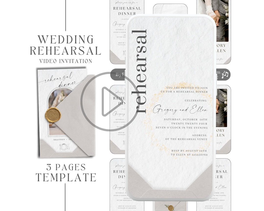 Digital Modern Wedding Rehearsal Dinner Invitation Template ...