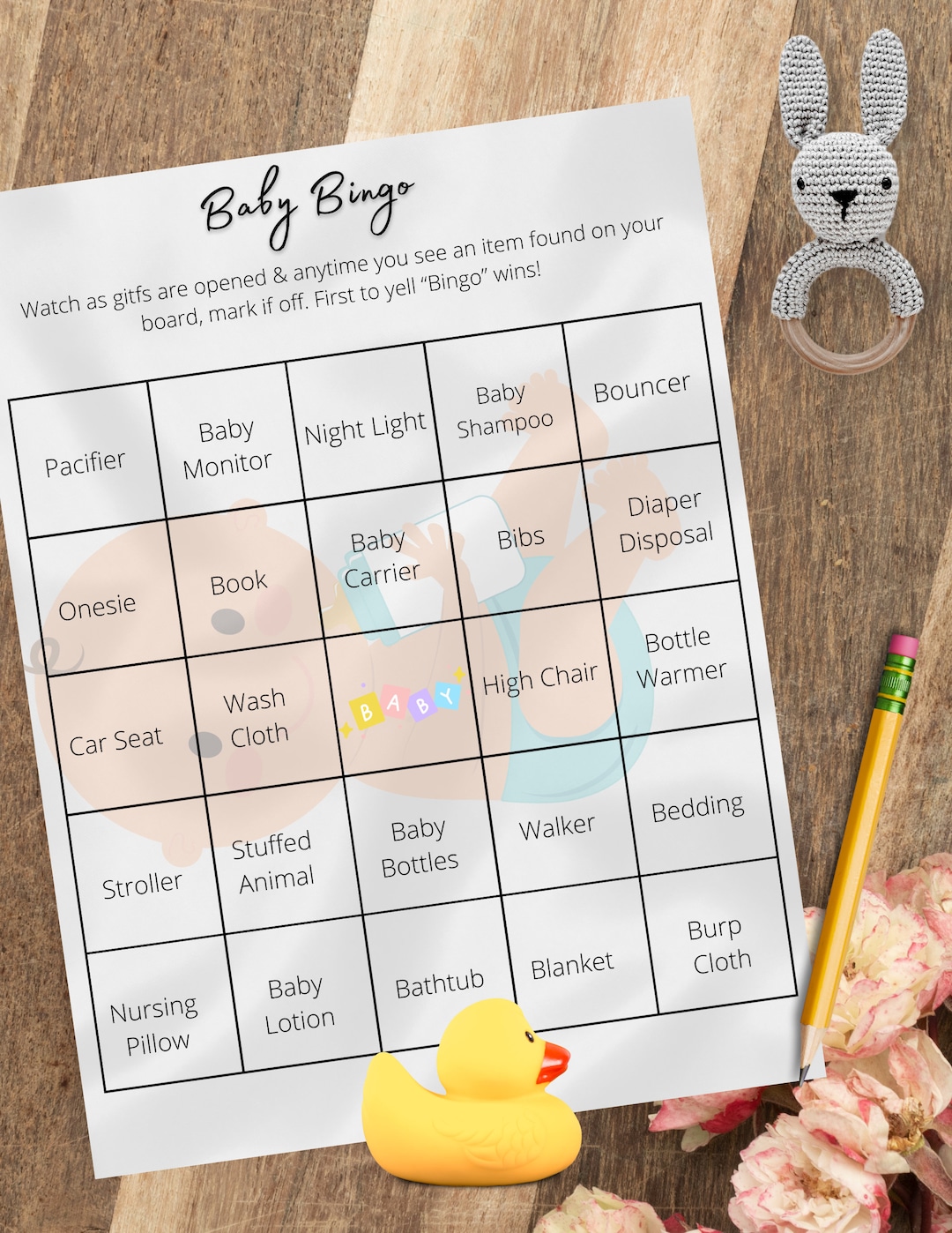 Baby Shower Bingo Game - Etsy