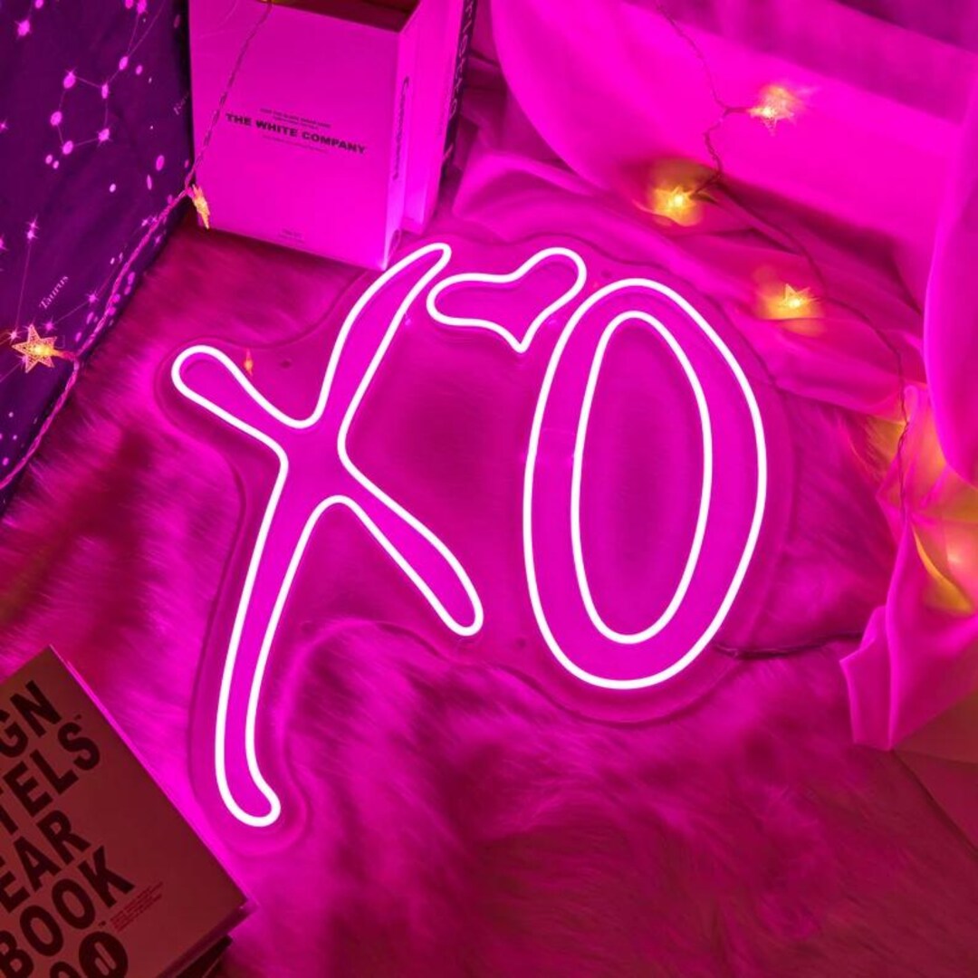 XO Neon Sign, XO Neon Sign With Heart, Custom Neon Sign, Valentine's ...