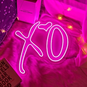 XO Neon Sign, XO Neon Sign With Heart, Custom Neon Sign, Valentine's ...