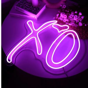 XO Neon Sign, XO Neon Sign With Heart, Custom Neon Sign, Valentine's ...