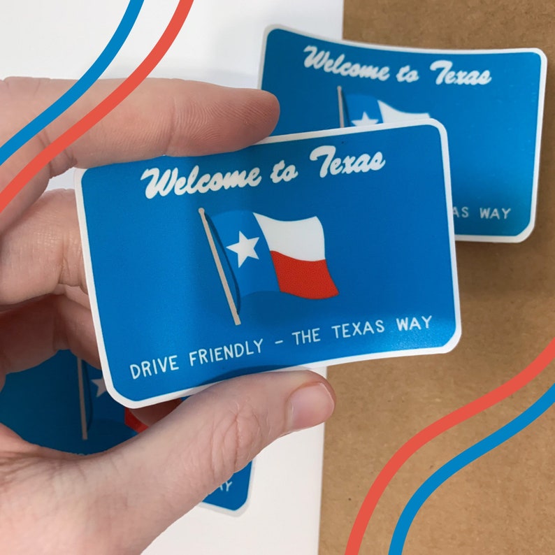 Welcome to Texas State Border Line Sign Sticker - Etsy