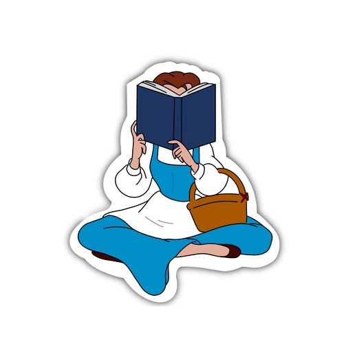 Girl Reading Sticker - Etsy