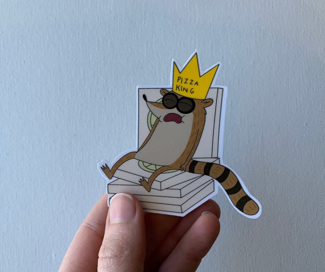 Pizza King Rigby Sticker | Etsy