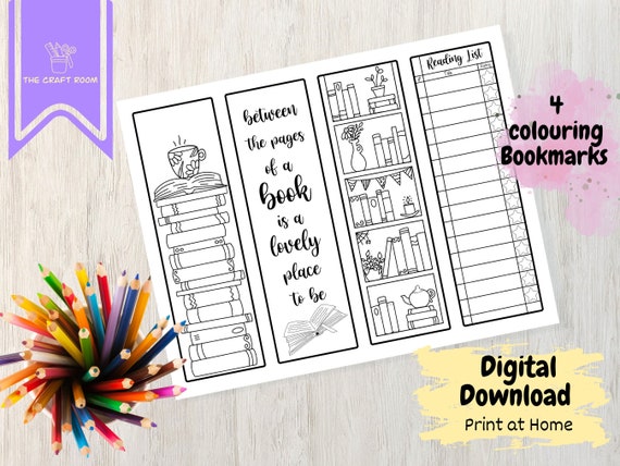 Printable Colouring in Bookmarks Print at Home Digital - Etsy