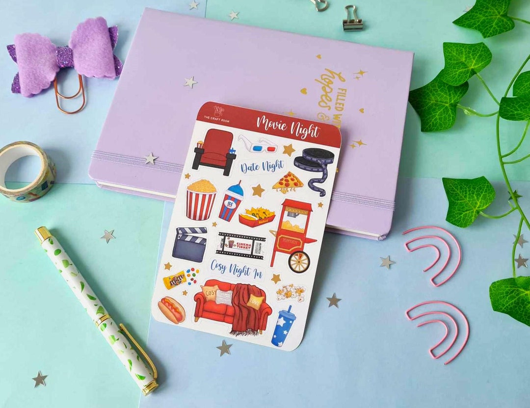 Movie Night Sticker Sheet - Planner Stickers - Diary Stickers ...