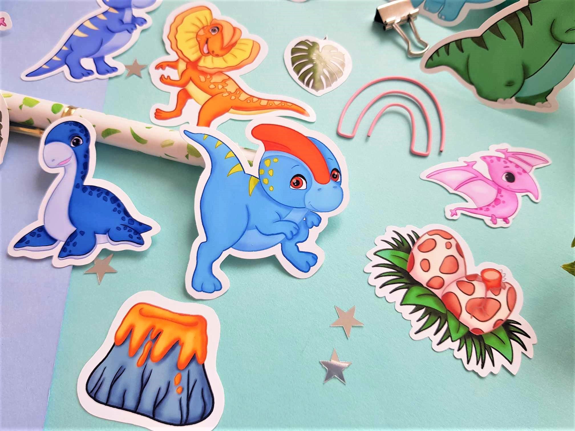 Dinosaur Sticker Pack - Colourful, Cute Dinos, Triceratops, T-rex ...