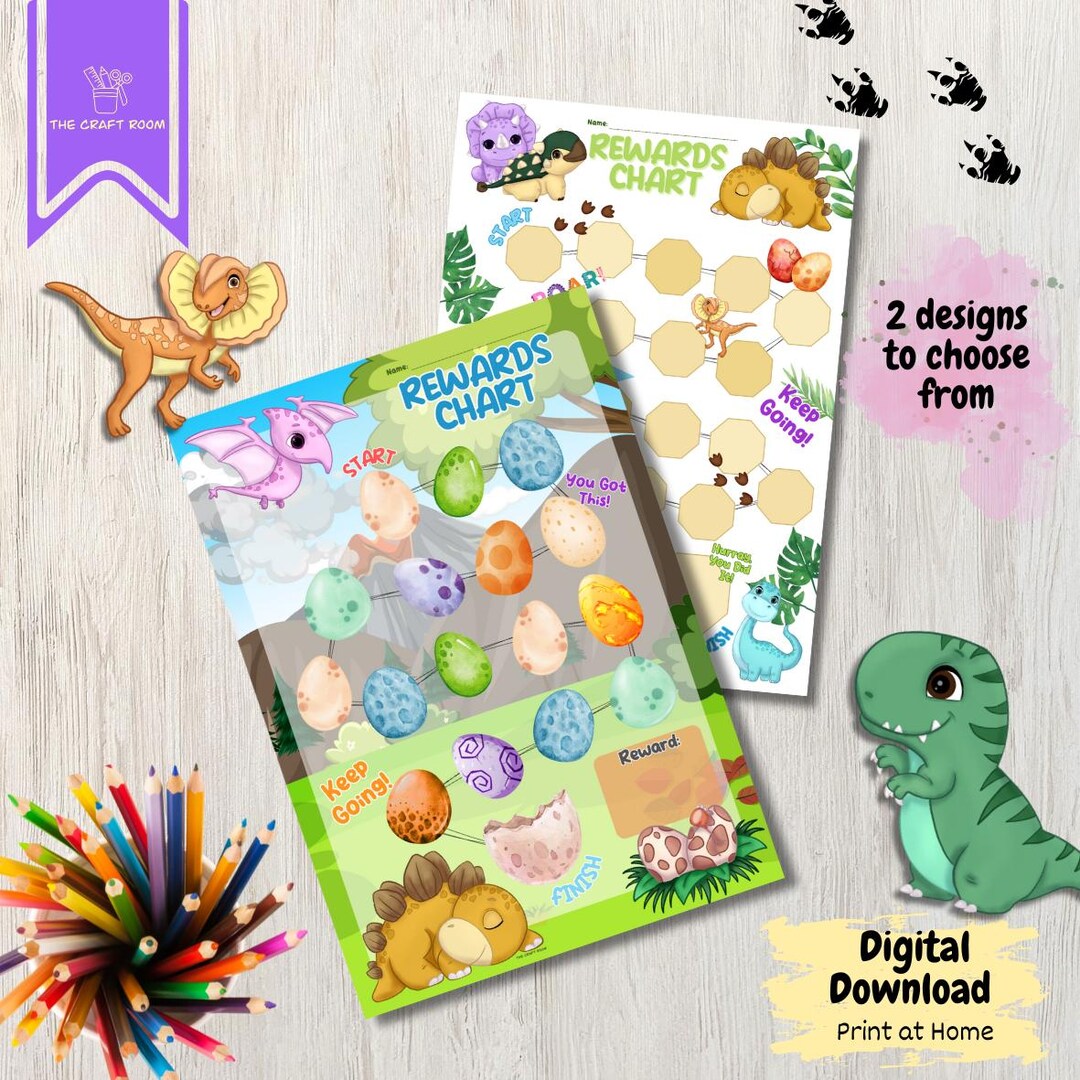 Dinosaur Rewards Chart - Print at Home, Digital Download, Behaviour ...