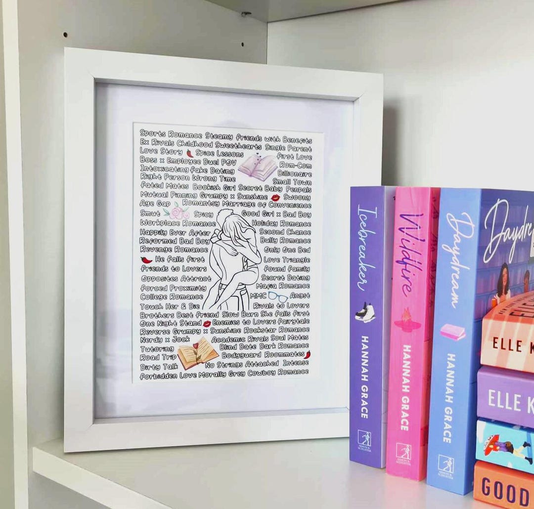 Romance Trope & Genres A5 Art Print - Bookish, Reader, Bookworm, Art ...