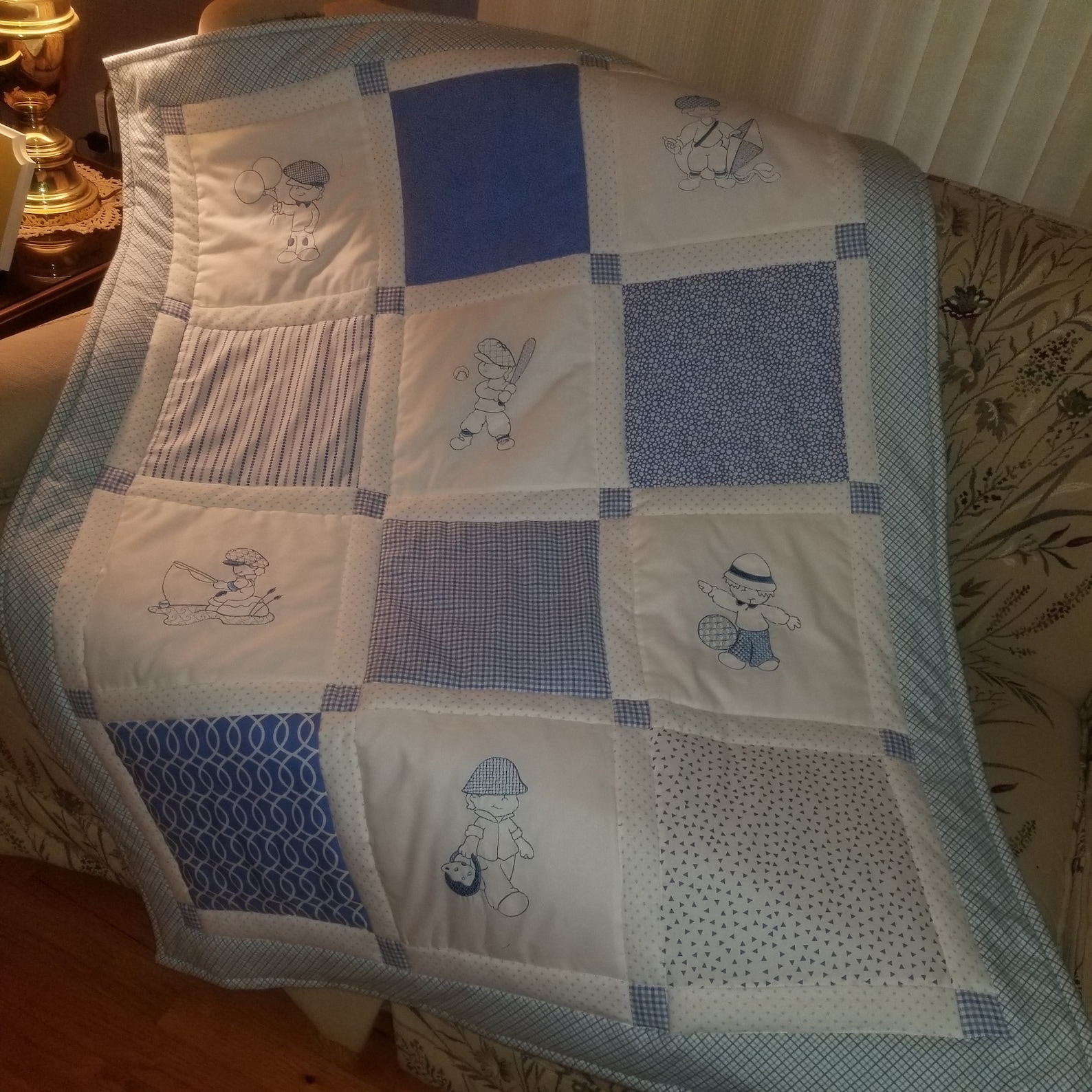Blue and White Baby Boy Quilt - Etsy