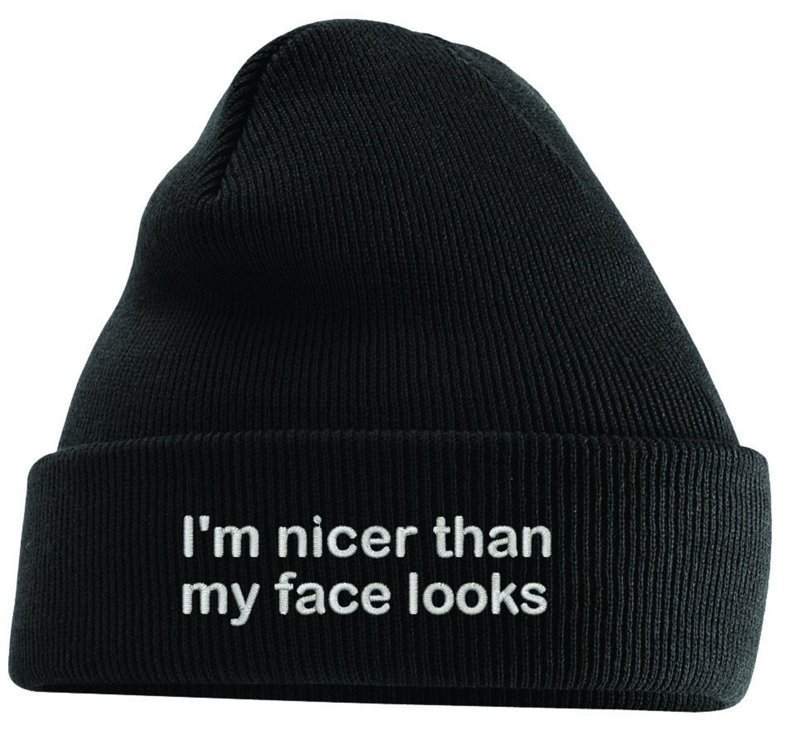 I'm Nicer Then My Face Looks Embroidered Funny Beanie Hat - Etsy