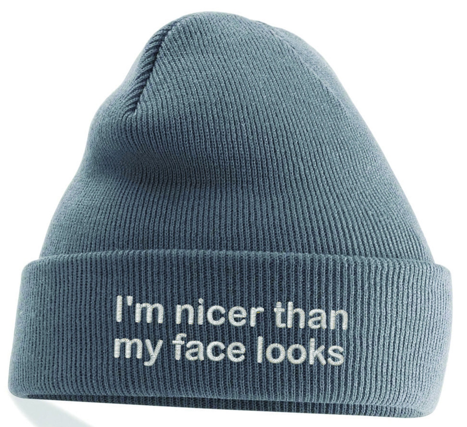 I'm Nicer Then My Face Looks Embroidered Funny Beanie Hat - Etsy