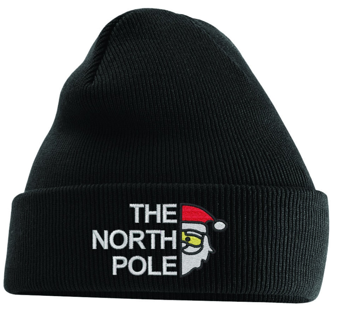 The North Pole Embroidered Christmas Beanie Hat - Etsy