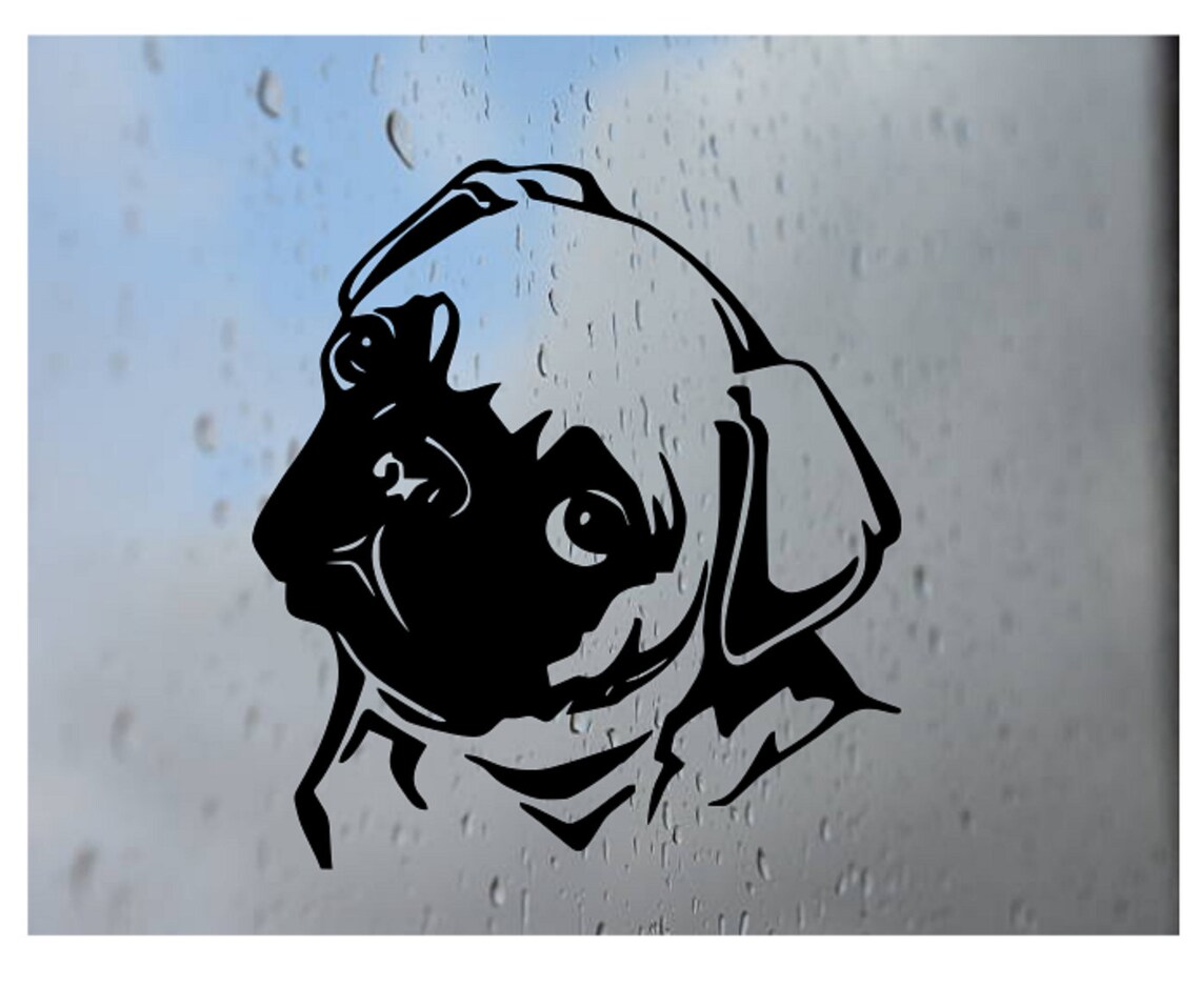 Pug Face Vinyl Sticker Decal for Car, Truck, Window, Bumper Decal for ...