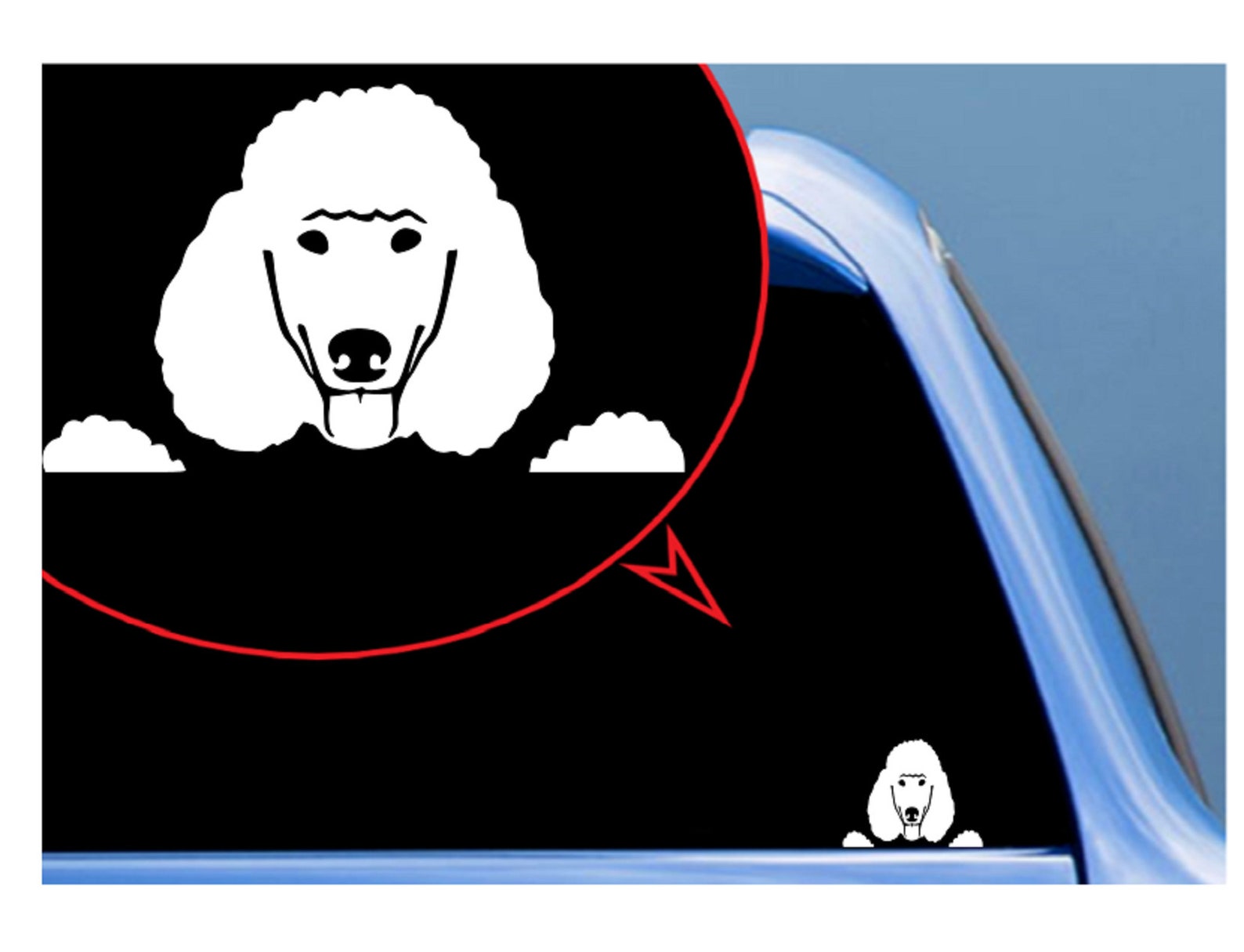 Peeking Poodle Vinyl Sticker Decal for Car, Truck, Window, Bumper Decal ...