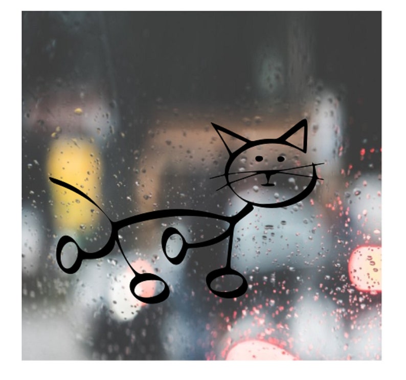 Cat Stick Figure Decal, Vinyl Sticker for Laptop, Car - Etsy