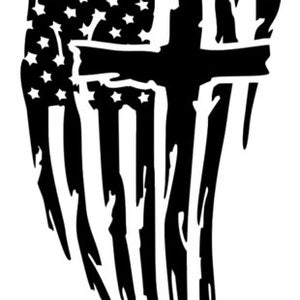 Distressed American Flag Cross Vinyl Decal, Car Truck Window - Etsy