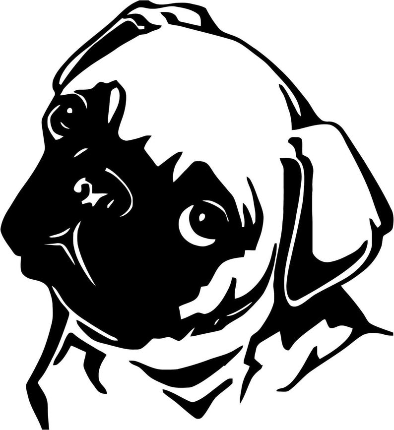 Pug Face Vinyl Sticker Decal for Car, Truck, Window, Bumper Decal for ...