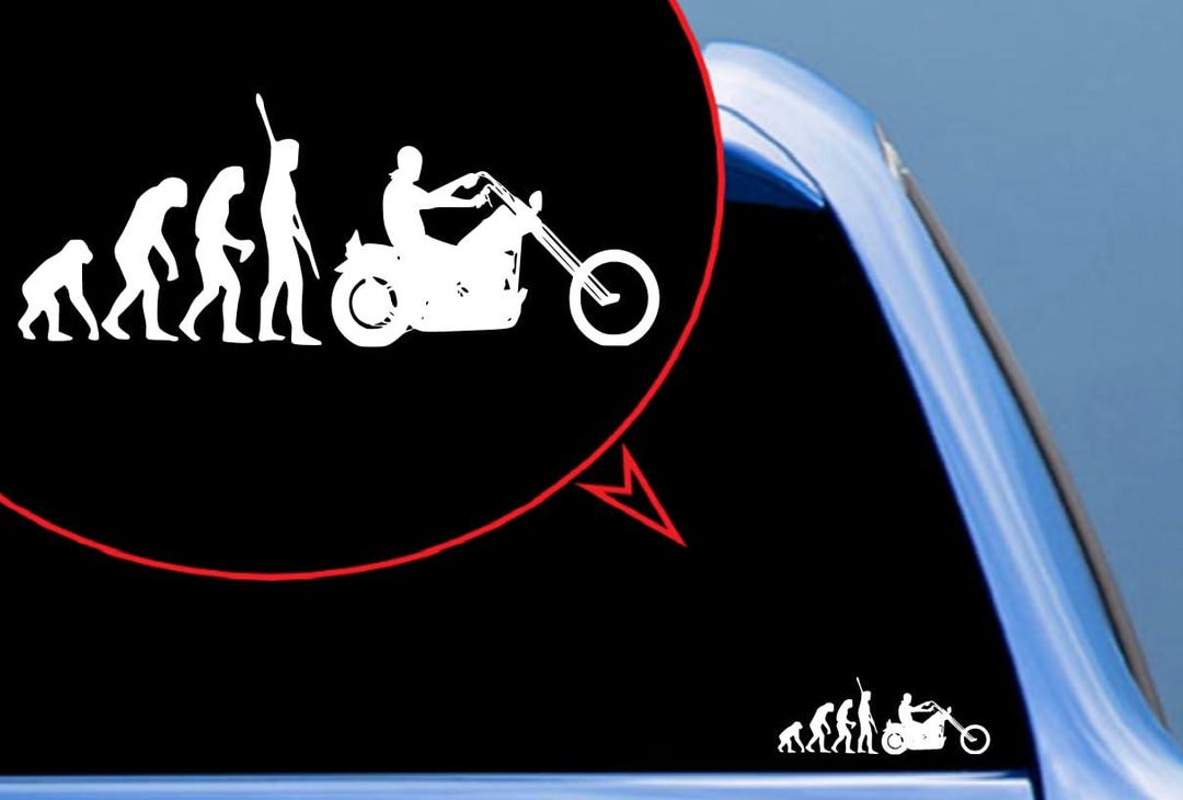 Evolution Motorcycle Decal, Funny Biker Sticker, Water Resistant Oracle ...