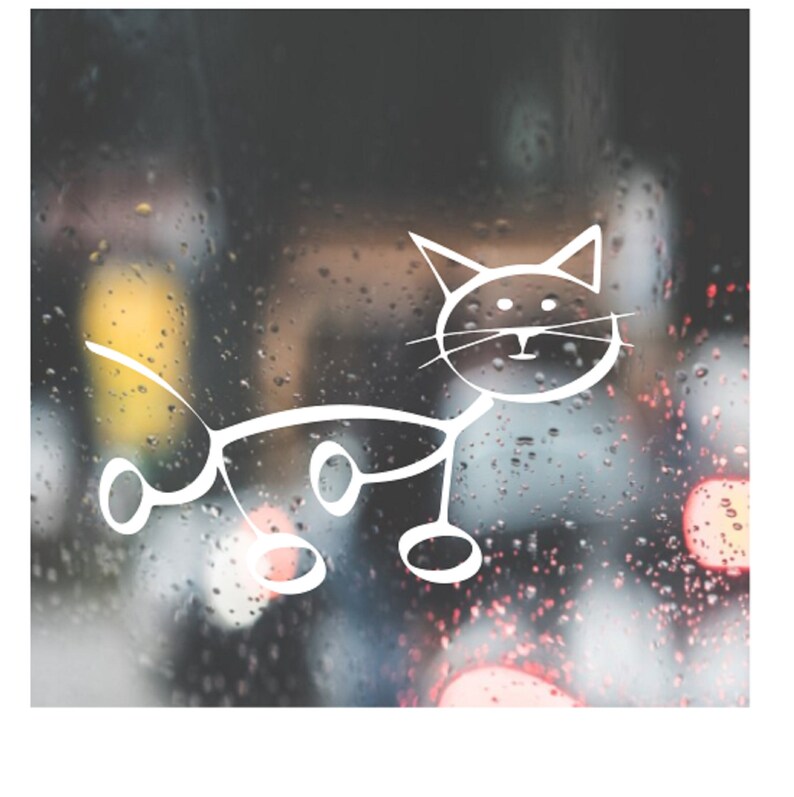 Cat Stick Figure Decal, Vinyl Sticker for Laptop, Car - Etsy