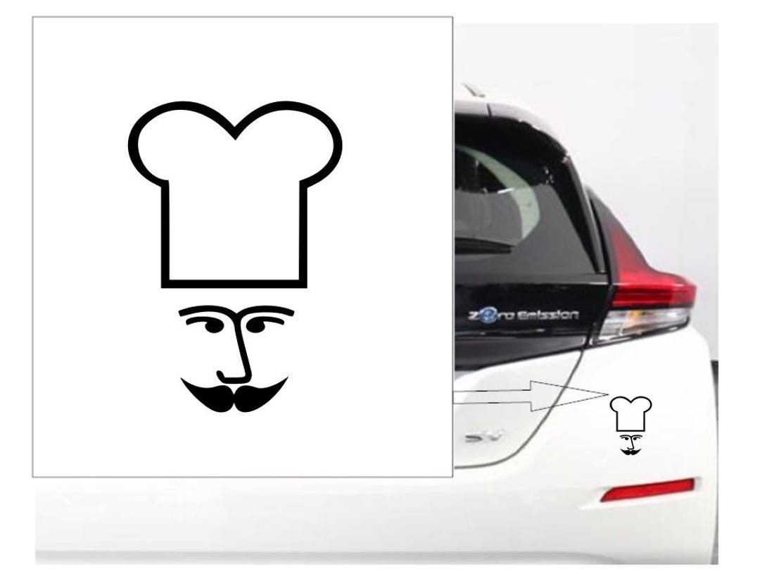 Chef Face Hat Vinyl Sticker Decal for Car, Truck, Window, Bumper Decal ...