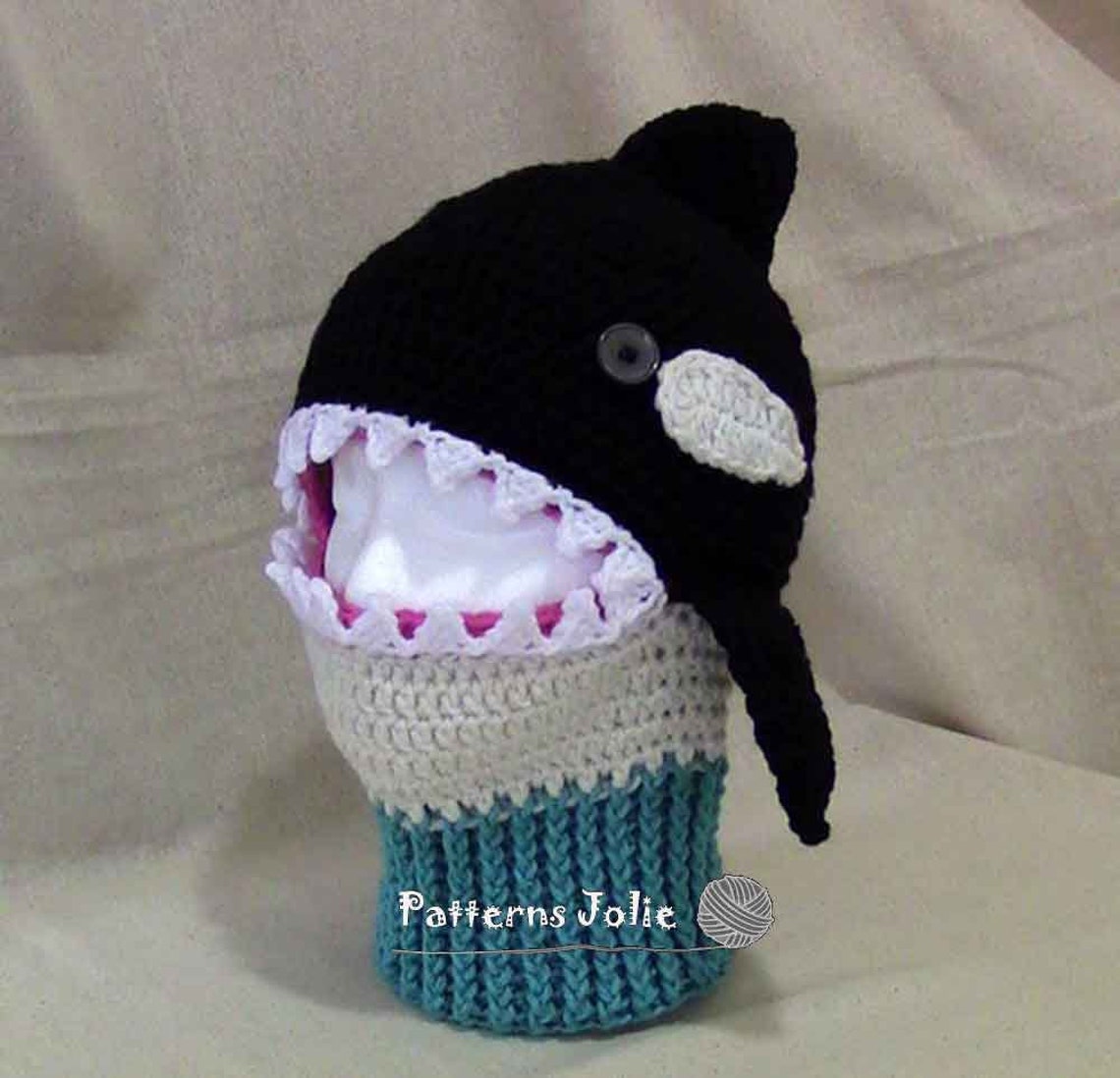 Shark Orca Killer Whale Mask Hat Crochet Pattern 5 Sizes | Etsy
