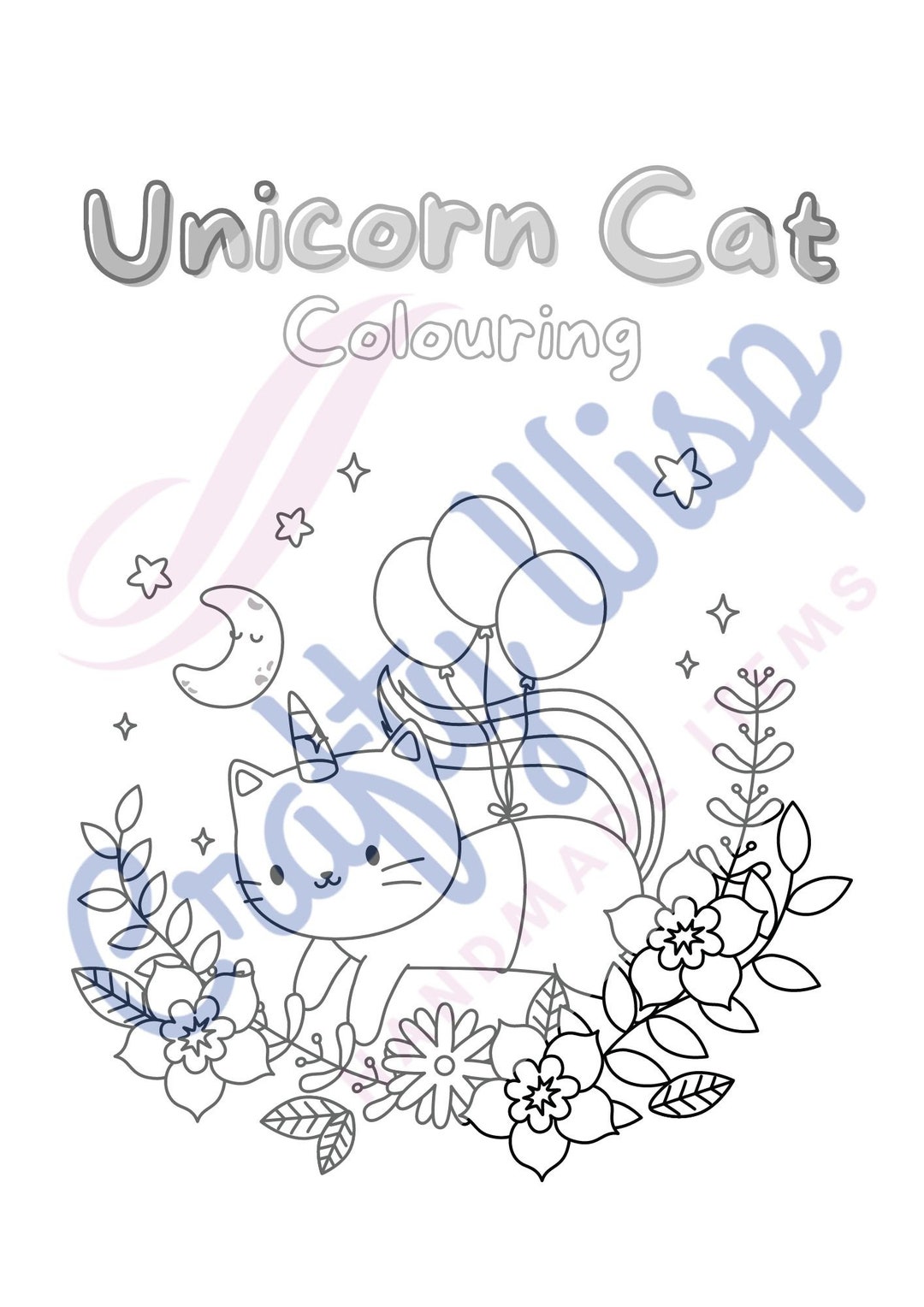 Caticorn Colouring Pages, Digital Download - Etsy