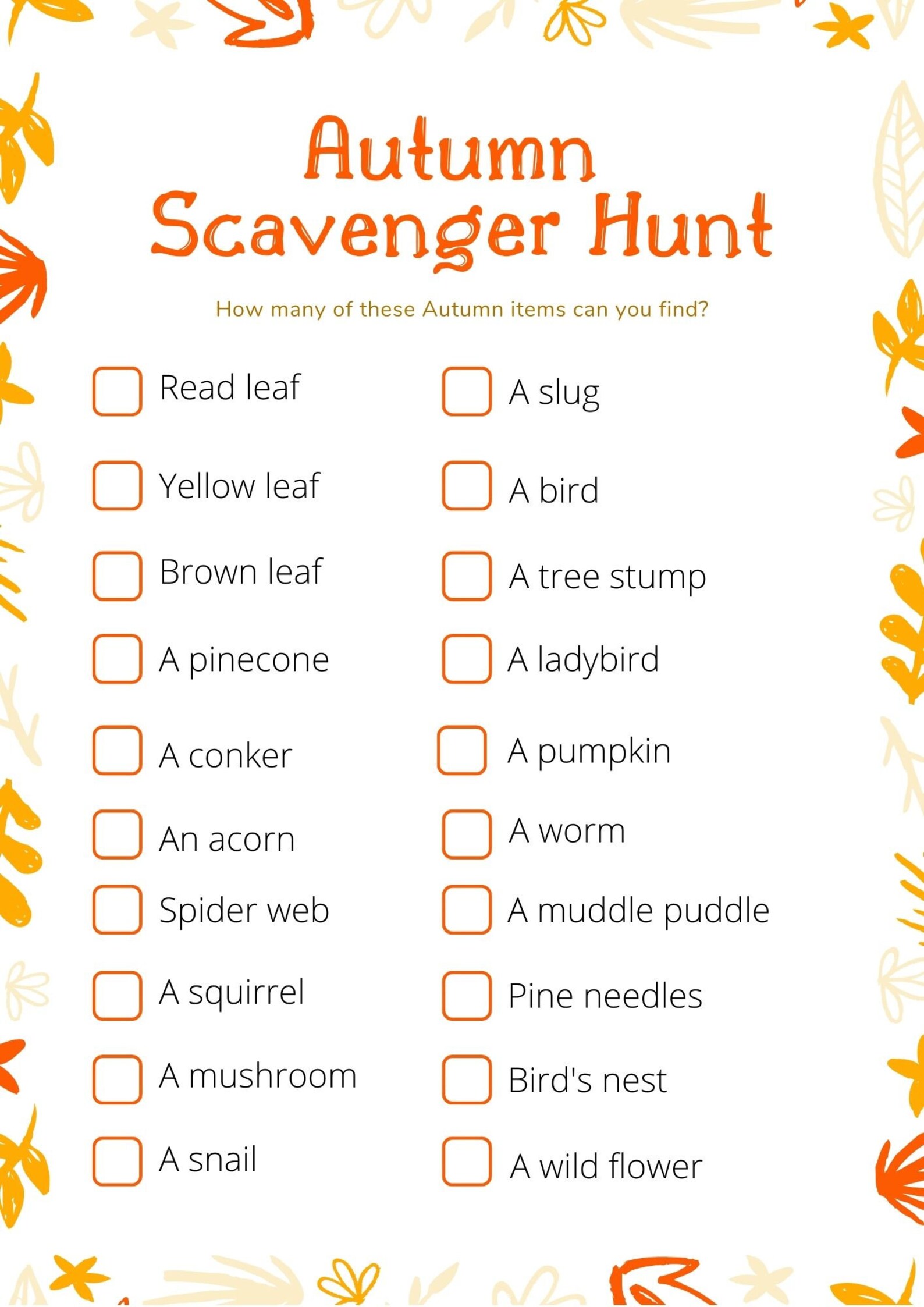 Printable Scavenger Hunt / Seasonal / Winter / Spring / Summer / Autumn ...