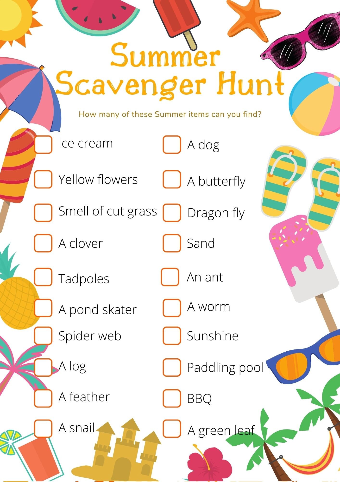 Printable Scavenger Hunt / Seasonal / Winter / Spring / Summer / Autumn ...
